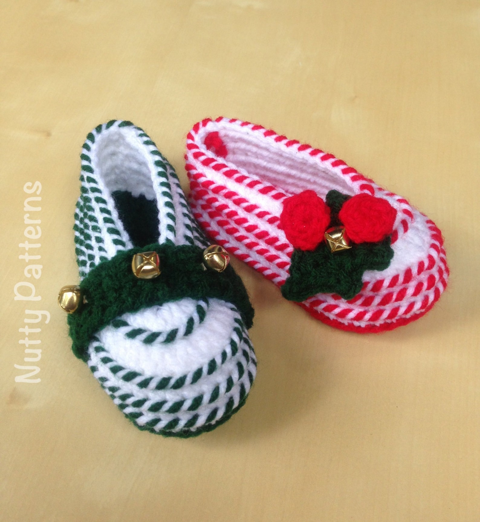 Crochet Patterns Christmas Candy Cane Shoes Babies and - Etsy