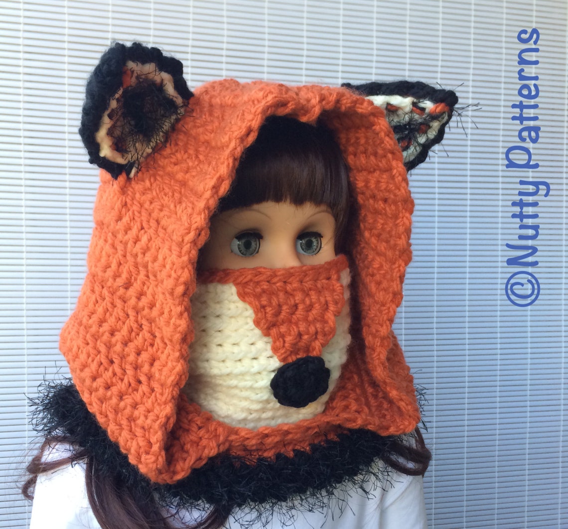 Crochet Patterns Fox Hooded Cowl Instant Download Pattern | Etsy