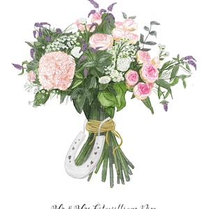 Custom Wedding Bouquet Illustration Personalised Digital Flowers ...