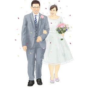 Custom Wedding Couples Portrait - Personalised Digital Illustration ...