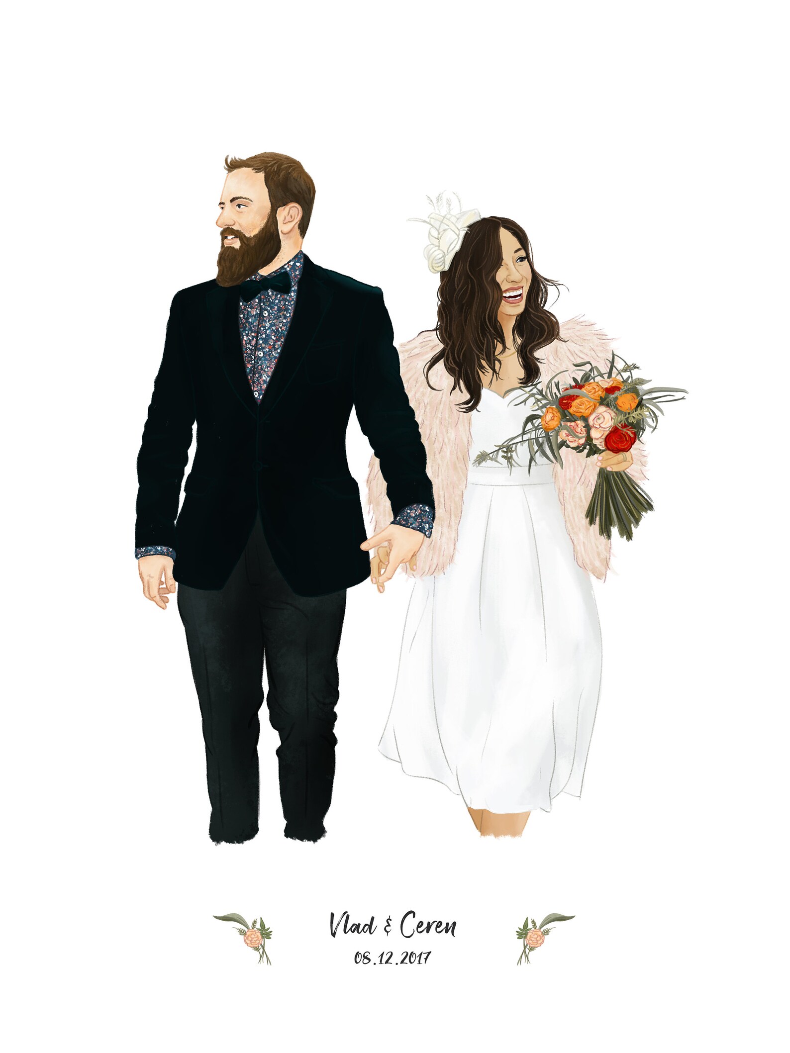Custom Wedding Couples Portrait Personalised Digital - Etsy