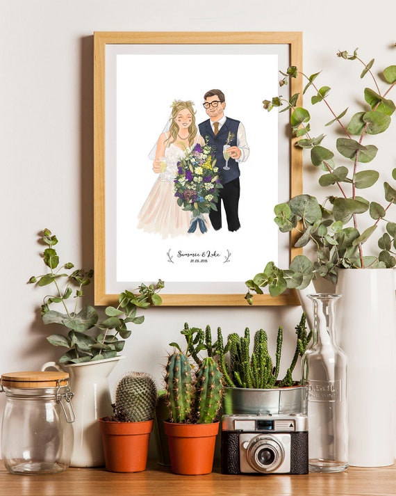 Custom Wedding Couples Portrait Personalised Digital - Etsy
