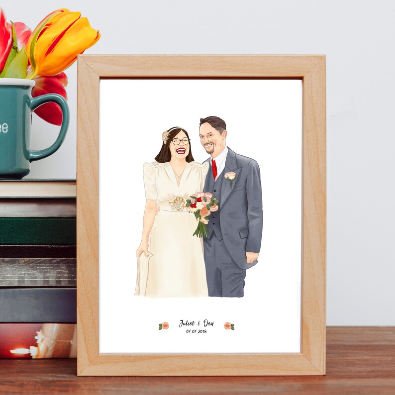 Custom Wedding Couples Portrait - Personalised Digital Illustration ...