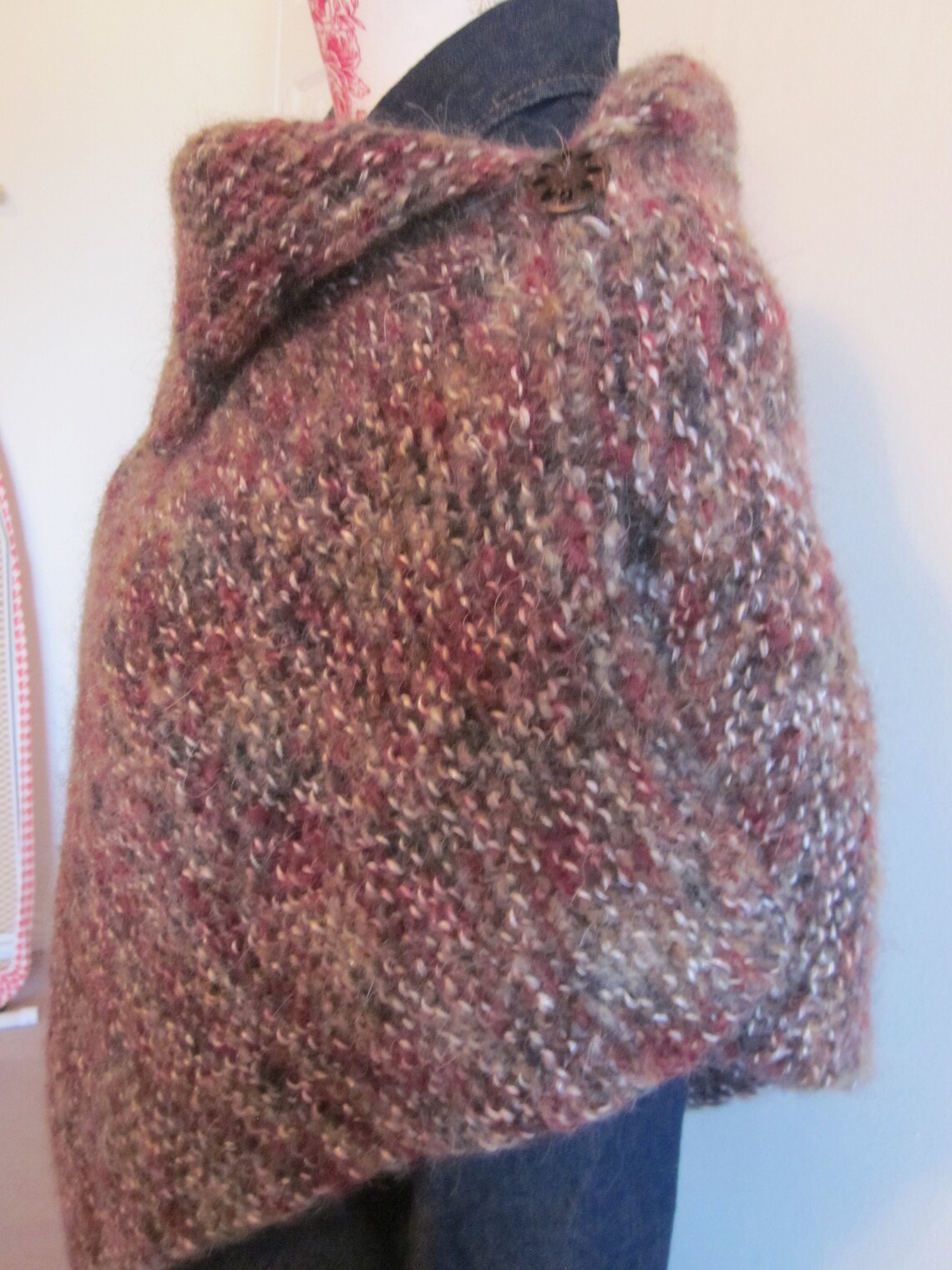 New Hairy Triangle Wrap With Buttons/multicolor Shrug/knit - Etsy Canada