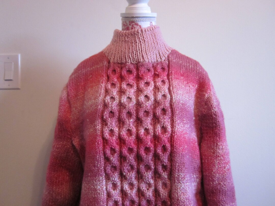 Loose Chunky Long Thick Turtle Neck Sweater/handmade M to L Cable ...