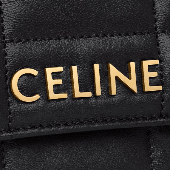 CELINE Gold Logo Logo quilted calf leather Crossbody … - Gem