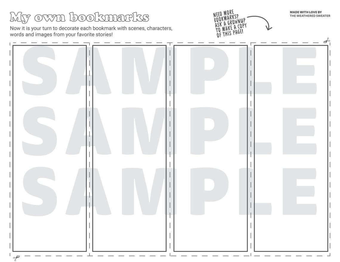 Make and Design Your Own Bookmarks Printable Digital Download Coloring ...