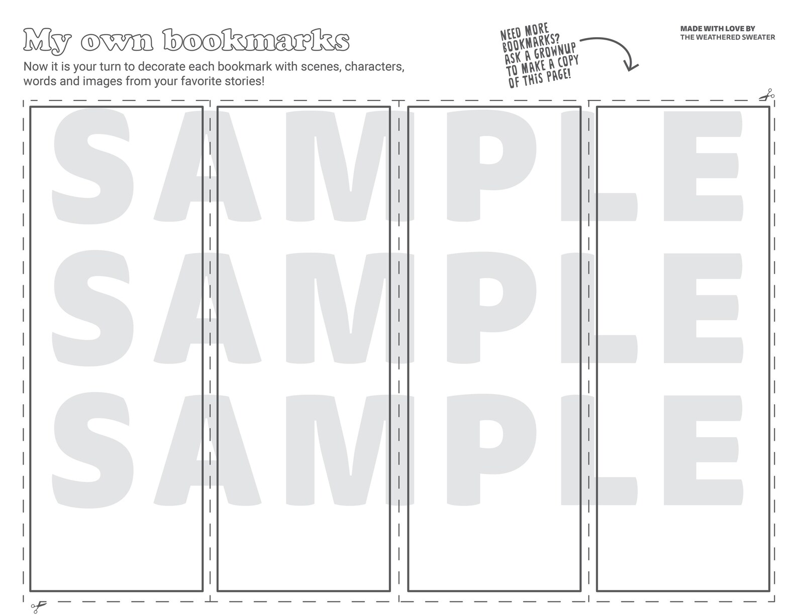 Make and Design Your Own Bookmarks Printable Digital Download Coloring ...