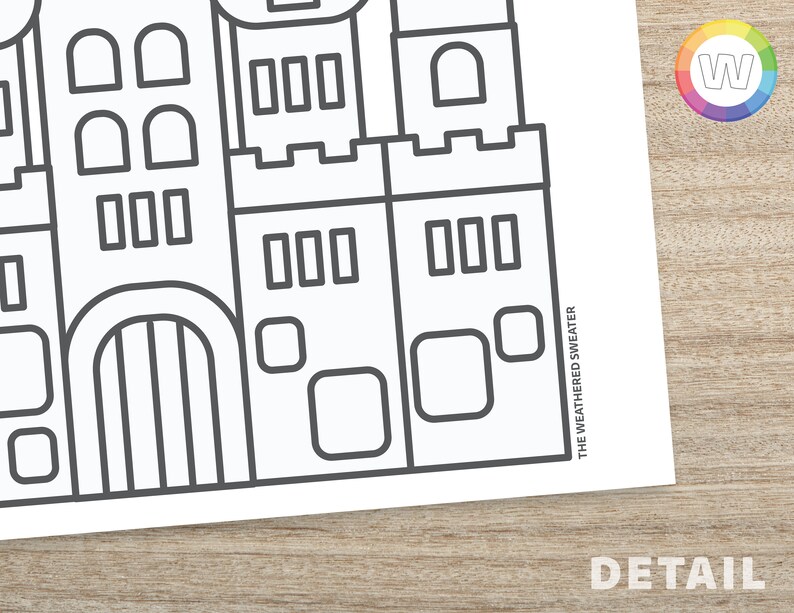 Five Towers Castle Printable Digital Download Coloring Page Activity ...