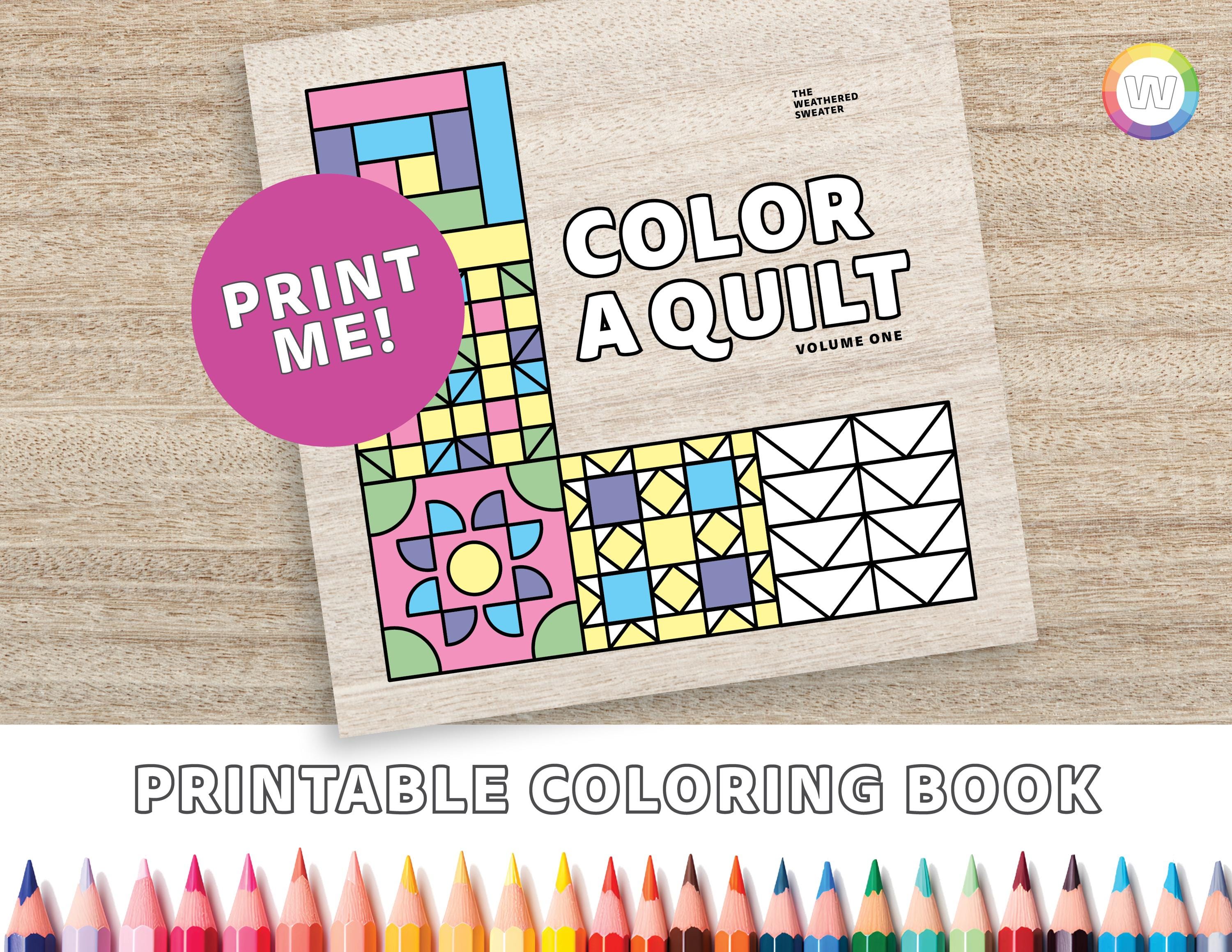 Printable Digital Instant Download Coloring Book | Color a Quilt | 25 ...