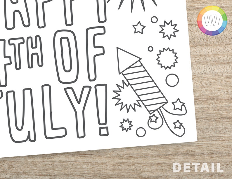 Happy 4th of July Fireworks Printable Digital Download Coloring Page ...