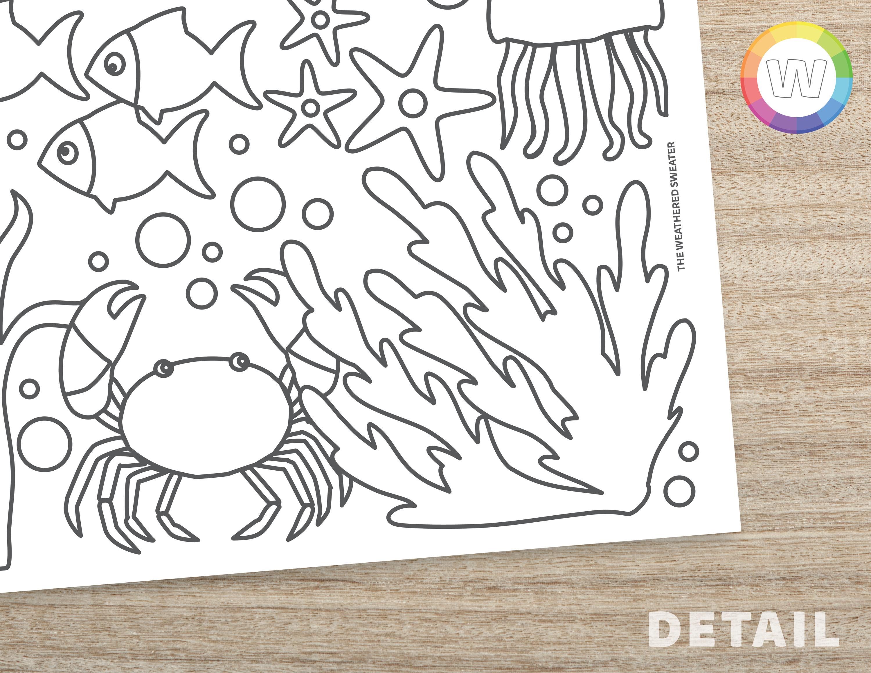 Sea Turtle and Friends Ocean Printable Digital Download Coloring Page ...