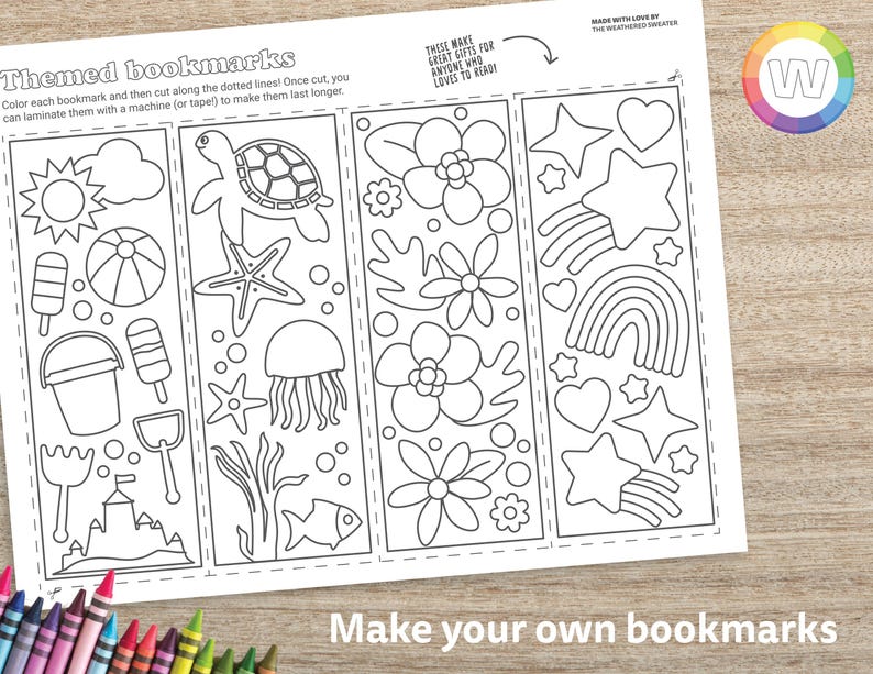 Make and Design Your Own Bookmarks Printable Digital Download Coloring ...
