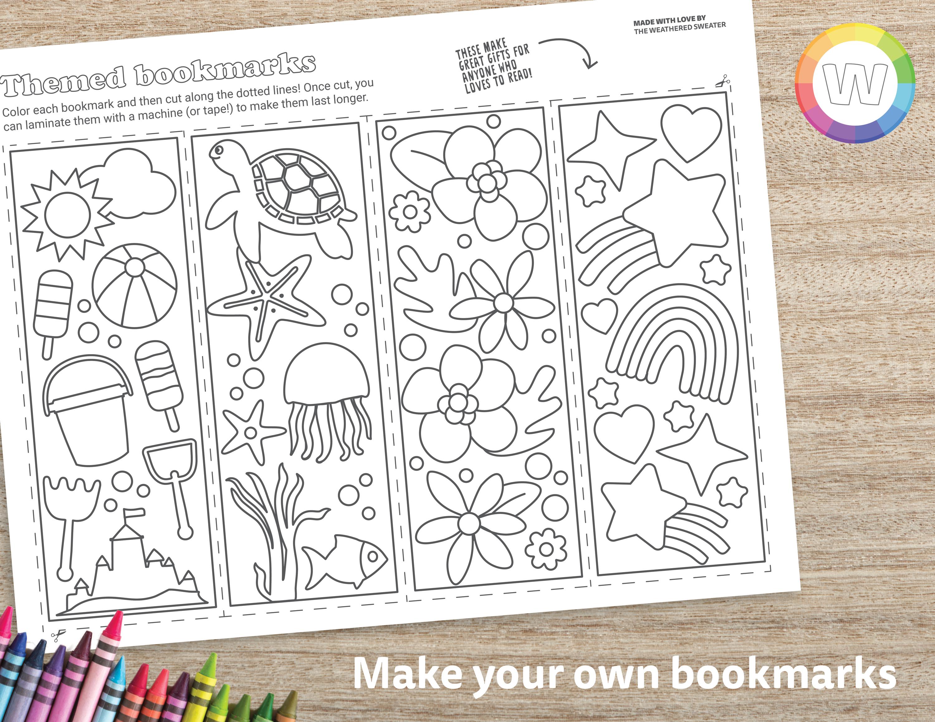 Make and Design Your Own Bookmarks Printable Digital Download Coloring ...