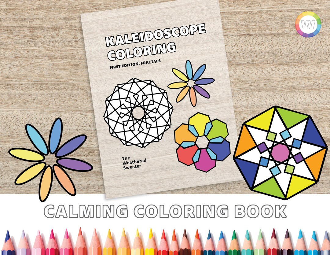 Printed Coloring Book | Calming Kaleidoscope Geometric Fractals for ...
