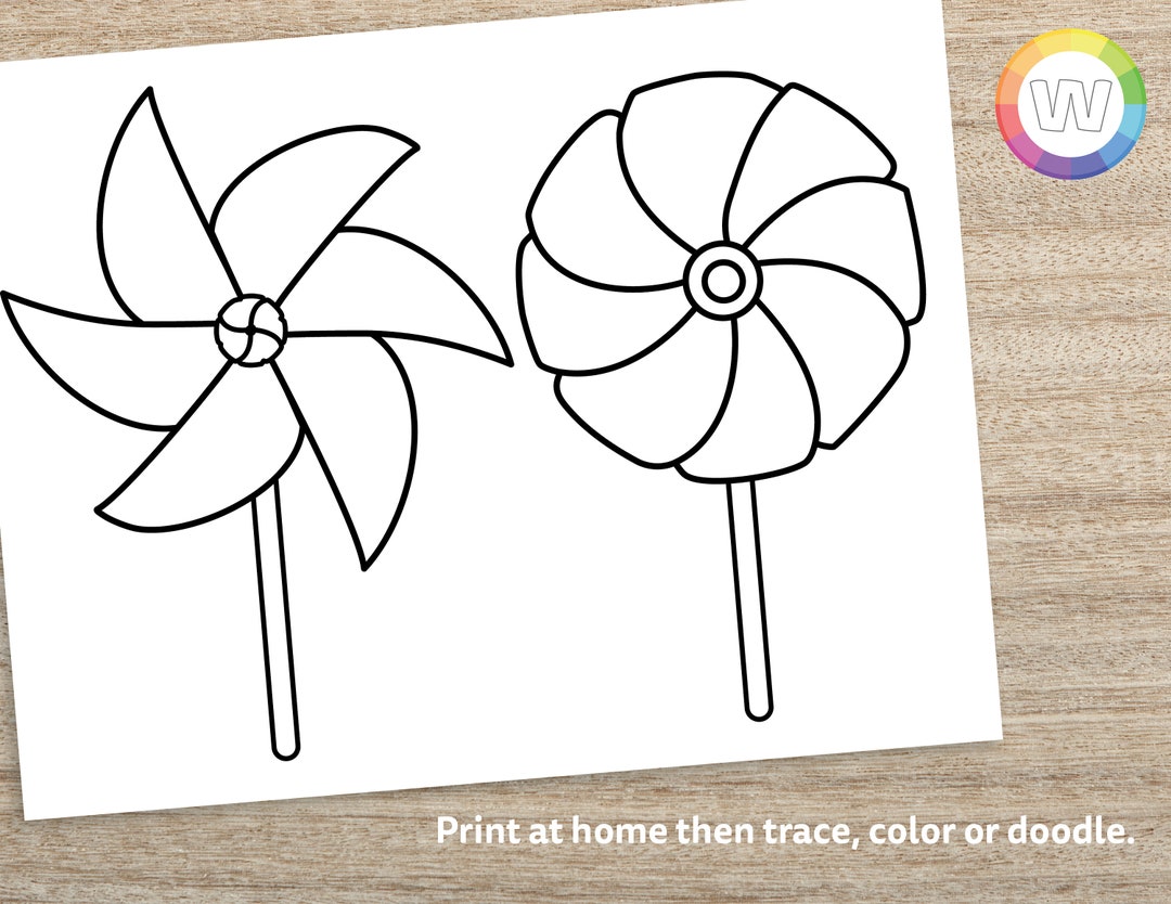 Pinwheels Printable Digital Download Coloring Page Activity Sheet - Etsy