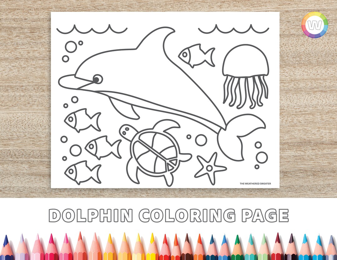 Dolphin Ocean Animals Printable Digital Download Coloring Page Activity ...