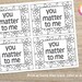 You Matter to Me Printable Motivational Message Coloring Page Notecards ...