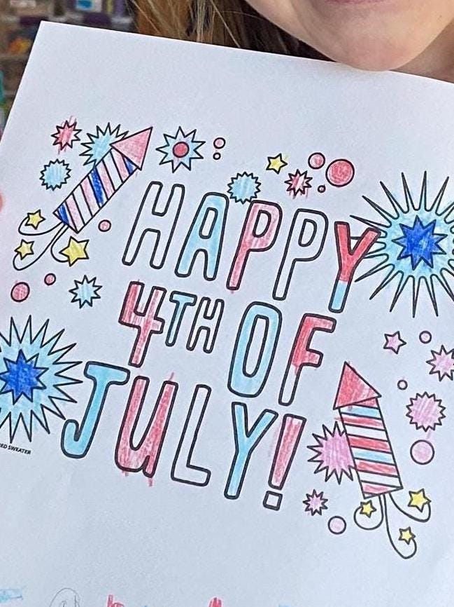 Happy 4th of July Fireworks Printable Digital Download Coloring Page ...