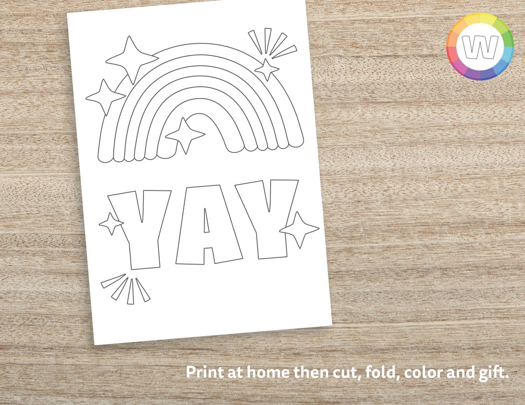 Yay Rainbow Sparkle Printable Digital Download Coloring Sheet and DIY ...