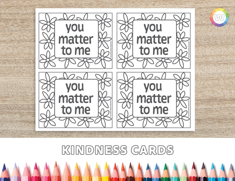 You Matter to Me Printable Motivational Message Coloring Page Notecards ...