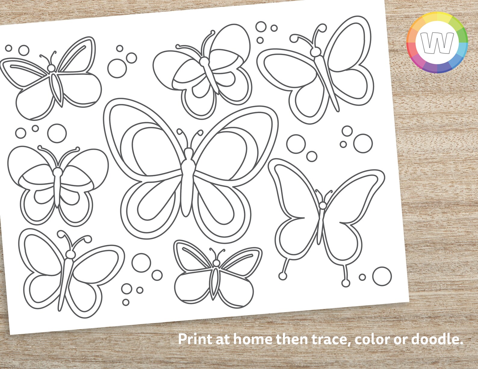 Butterflies Printable Digital Download Coloring Page Activity Sheet - Etsy