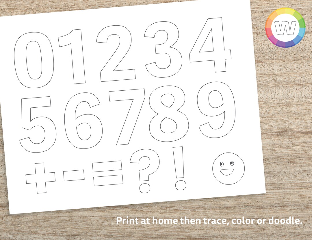 Numbers and Symbols Learning Printable Digital Download Coloring Page ...