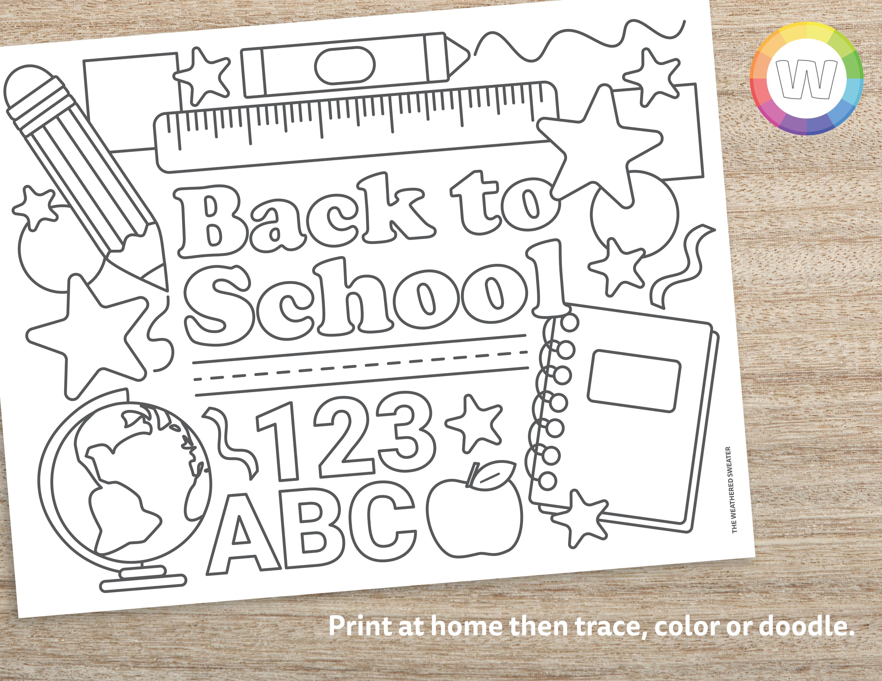 Back to School Printable Digital Download Coloring Page Activity Bundle ...