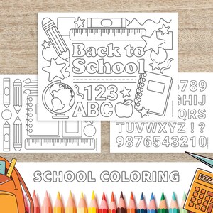 Back to School Printable Digital Download Coloring Page Activity Bundle ...