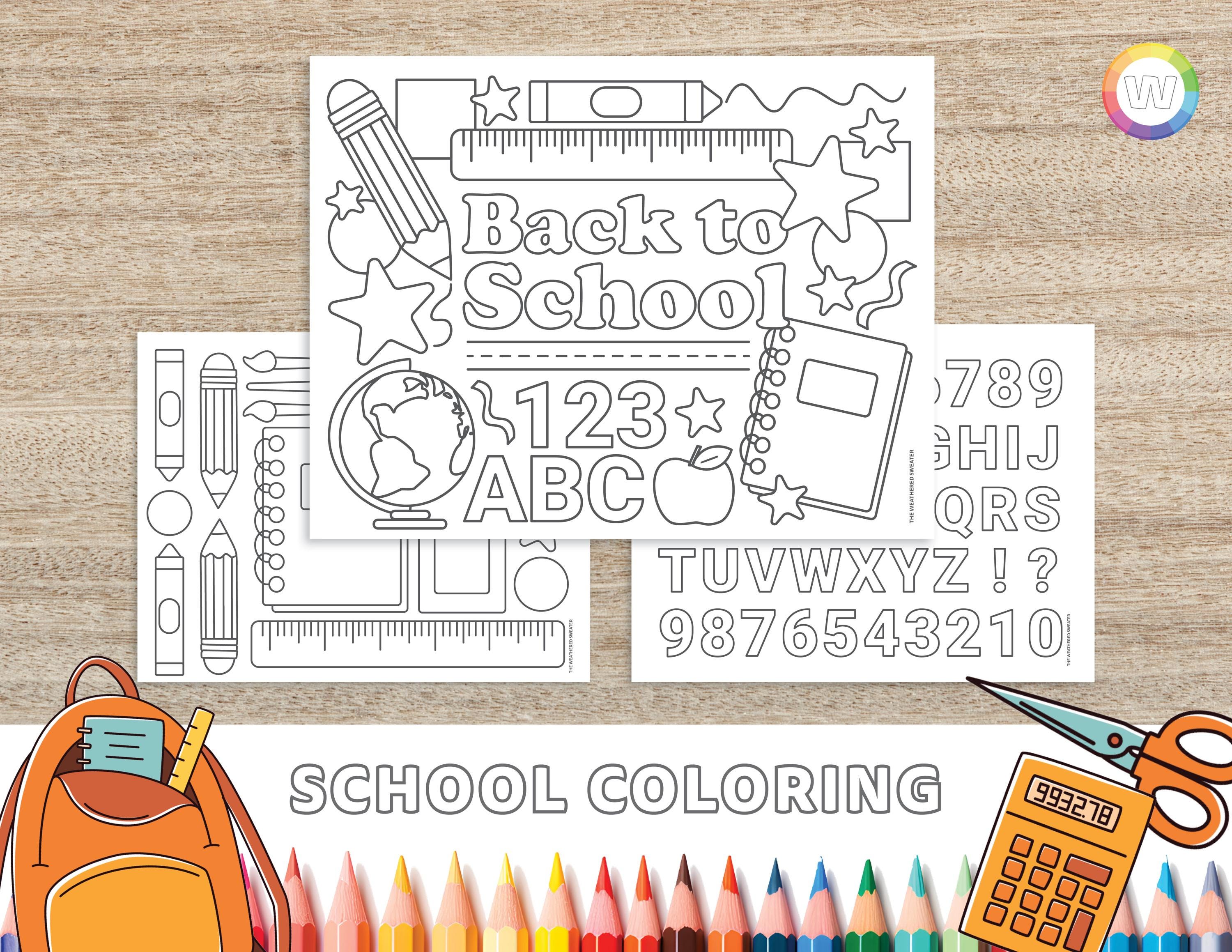 Back to School Printable Digital Download Coloring Page Activity Bundle ...