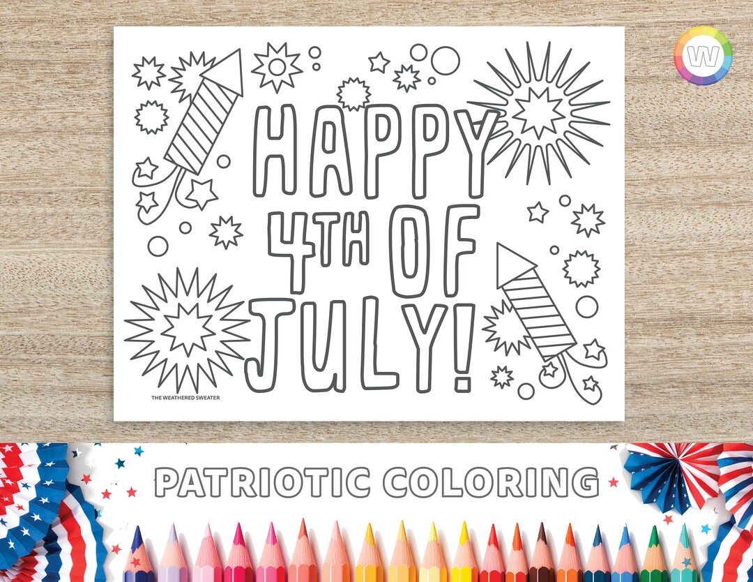Happy 4th of July Fireworks Printable Digital Download Coloring Page ...
