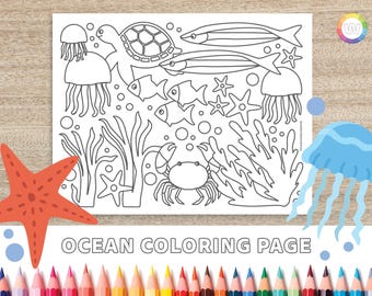 Sea Turtle and Friends Ocean Printable Digital Download Coloring Page ...