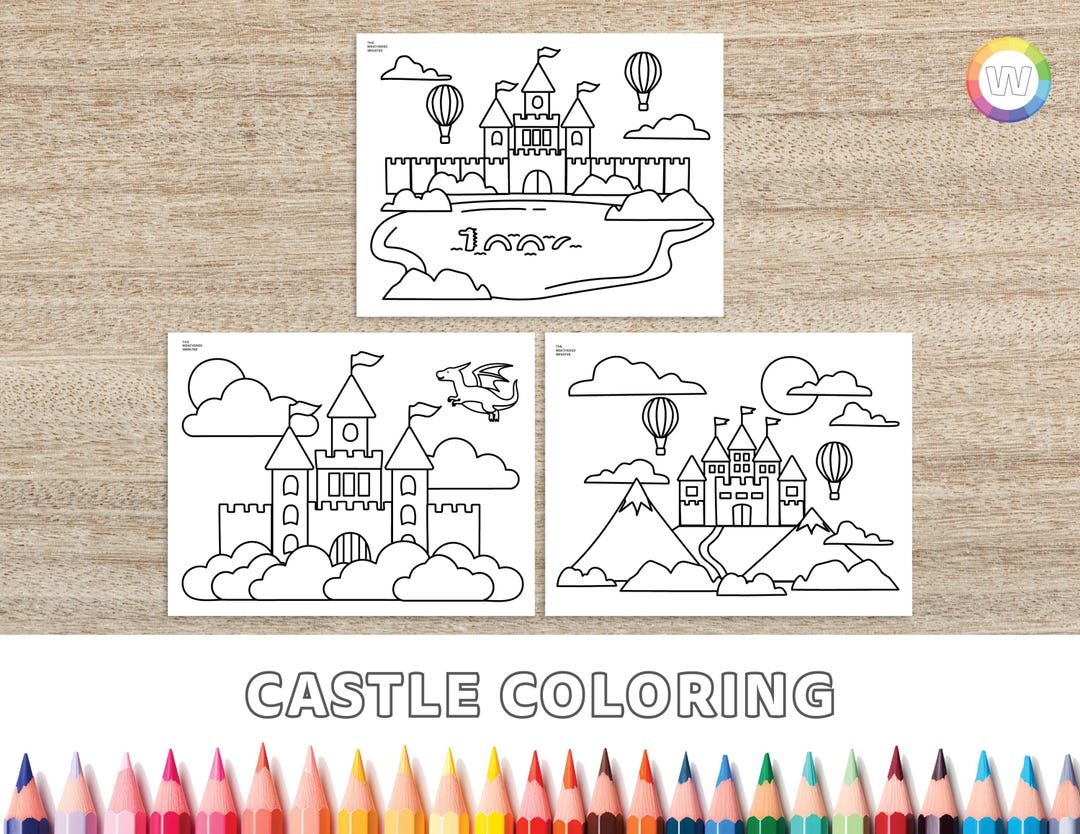 Set of Three Cute Fantasy Castle Scenes Printable Digital Download ...