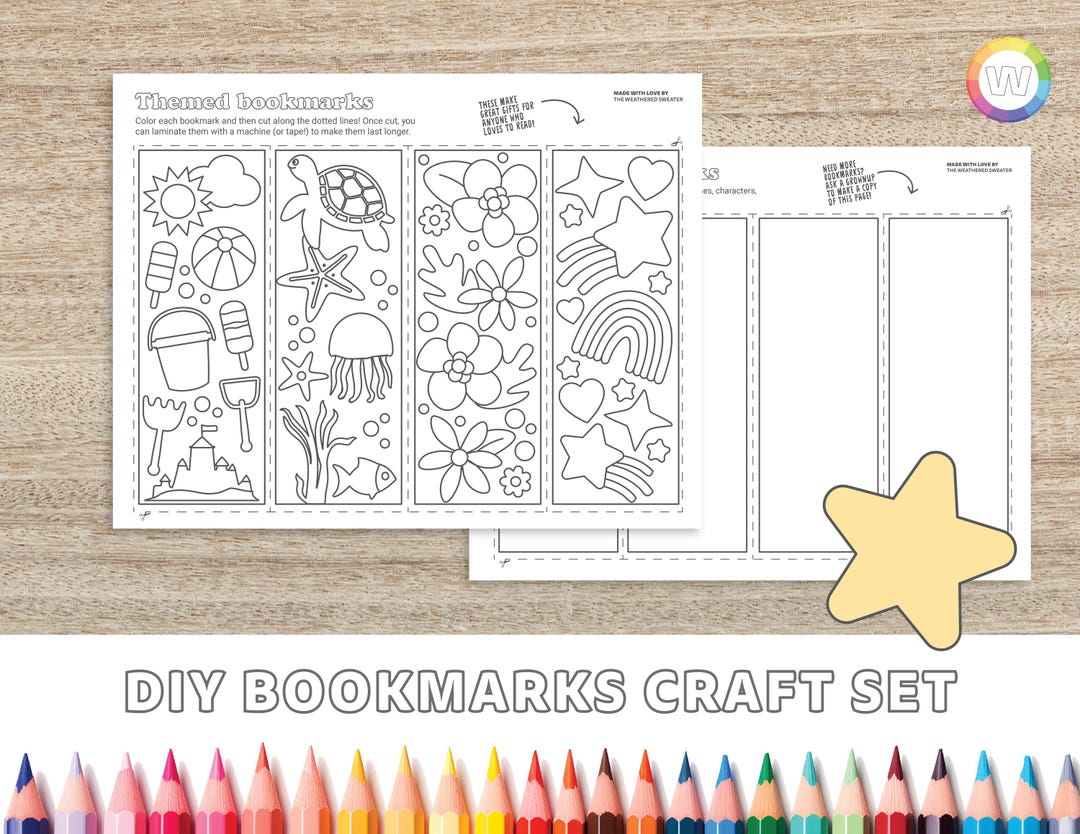 Make and Design Your Own Bookmarks Printable Digital Download Coloring ...