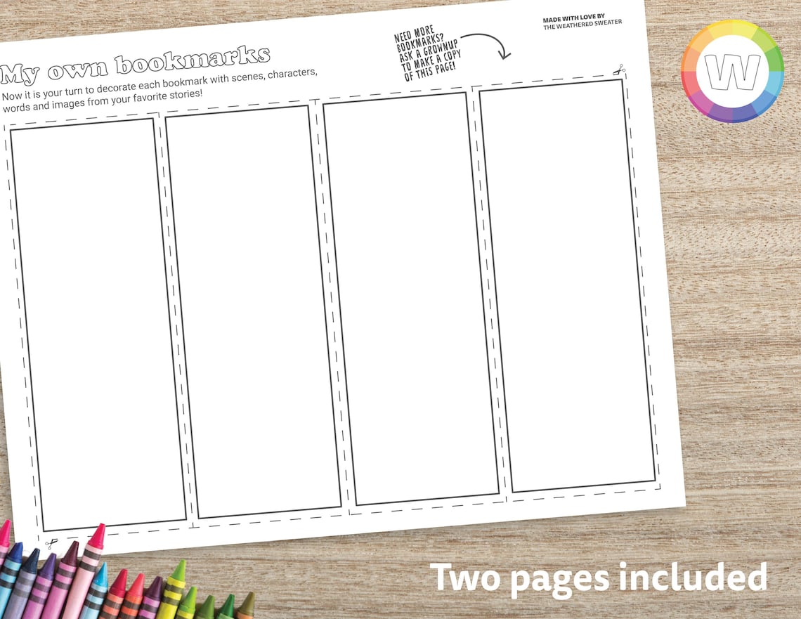 Make and Design Your Own Bookmarks Printable Digital Download Coloring ...