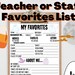 Halloween My Favorites List INSTANT DOWNLOAD Teacher's Favorite Things ...