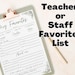 Christmas My Favorites List INSTANT DOWNLOAD Teacher's Favorite Things ...