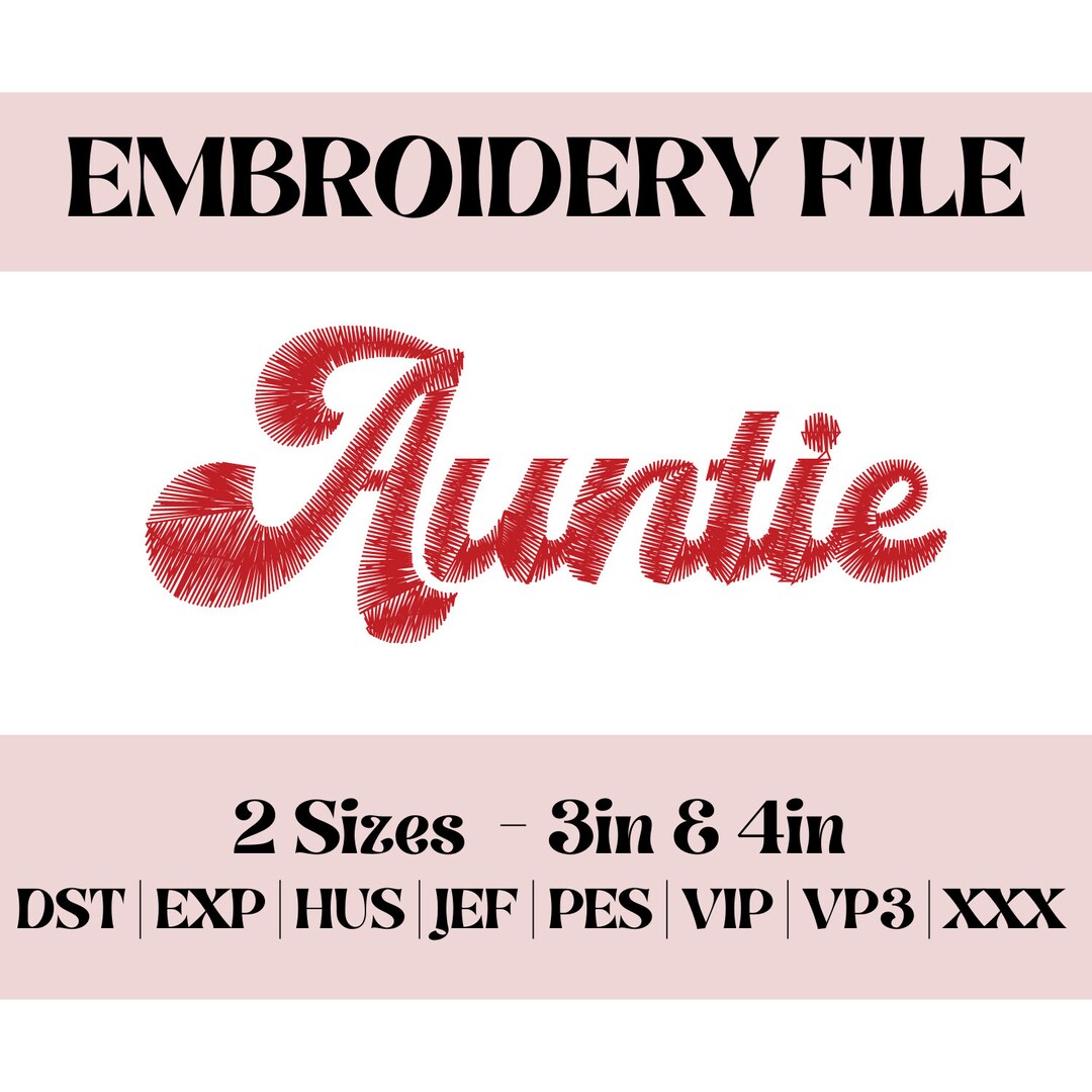 Auntie Embroidery File for Patch for Trucker Hat, Jacket, Clothing or Bag | Handmade in Texas ...