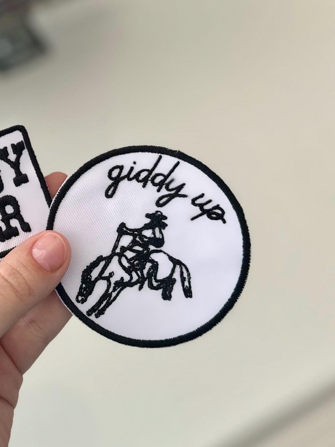 Giddy up Circle Jumbo Western Iron on Patch for Trucker Hat, Jacket, Clothing or Bag | Handmade ...