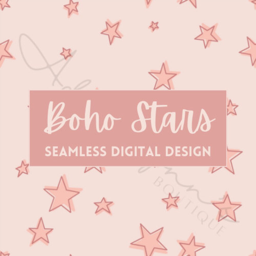 Boho Stars Seamless Design Digital File - Dusty Pink - PNG, Fabric ...