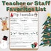 Christmas My Favorites List INSTANT DOWNLOAD Teacher's Favorite Things ...