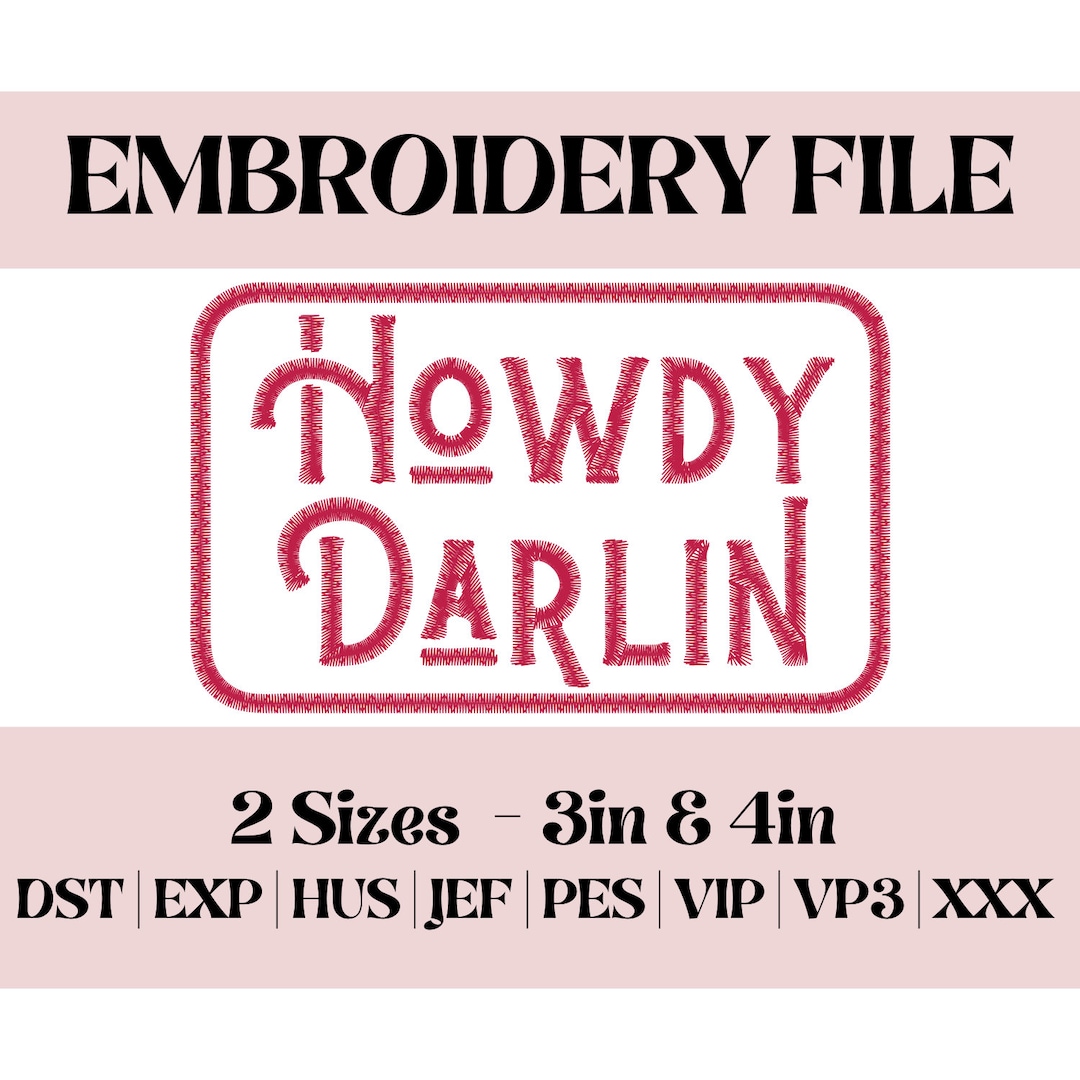 Howdy Darlin Embroidery File for Patch for Trucker Hat, Jacket Clothing ...