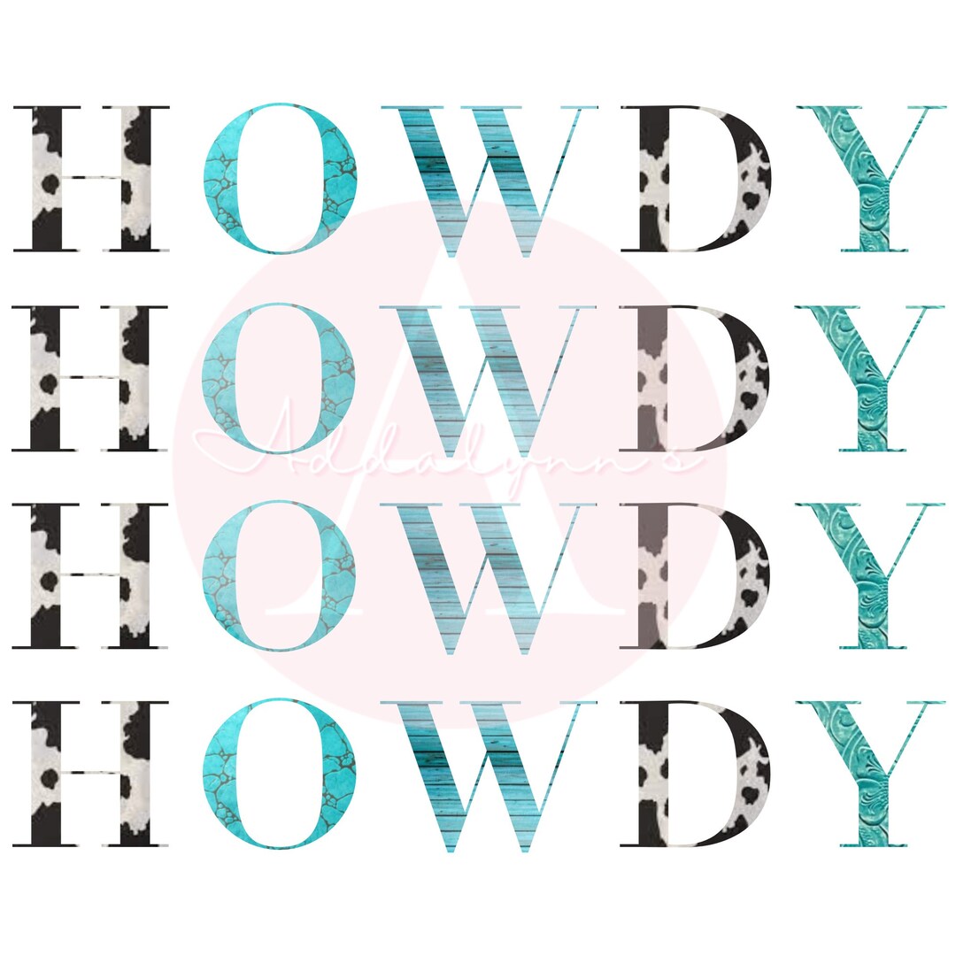 Howdy Turquoise Cow Print SVG PNG JPEG for Silhouette Cameo Cricut ...