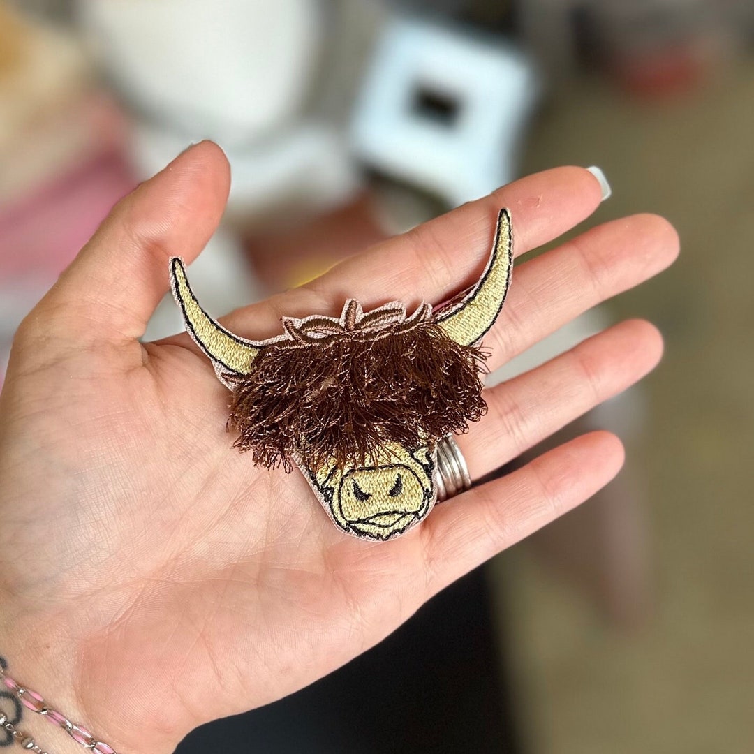 Highland Cow Fringe Jumbo Western Iron on Patch for Trucker Hat, Jacket ...
