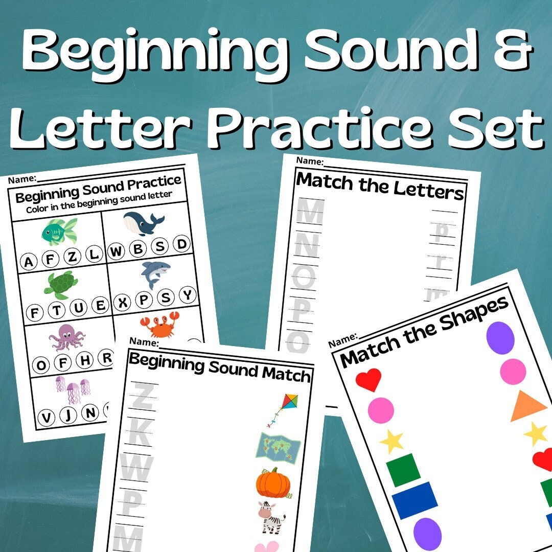 Beginning Sound and Letter Matching/tracing Practice Set of 16 ...