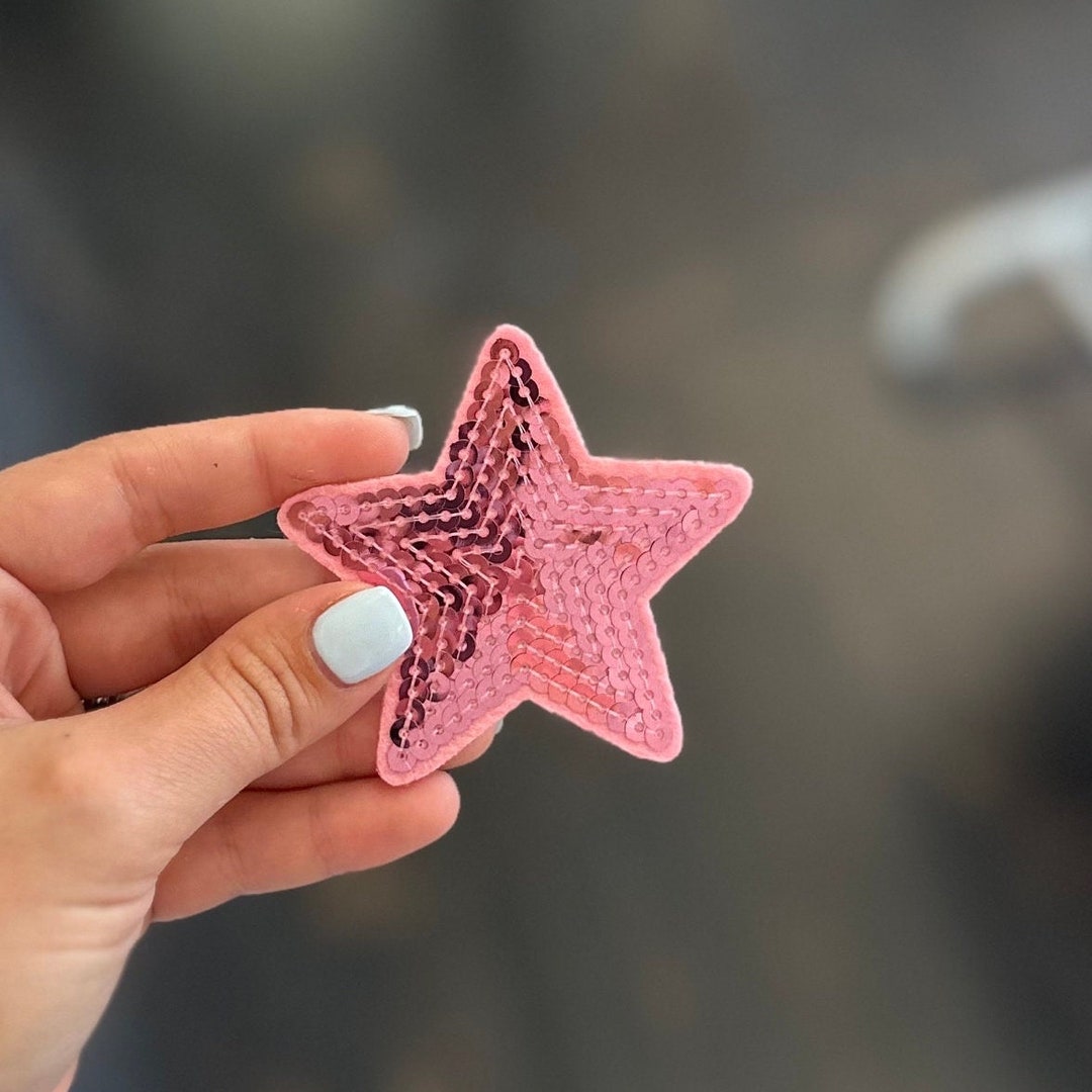 Light Pink Star Patch Chenille Patch Western Iron on Patch for Trucker Hat, Jacket, Clothing or ...