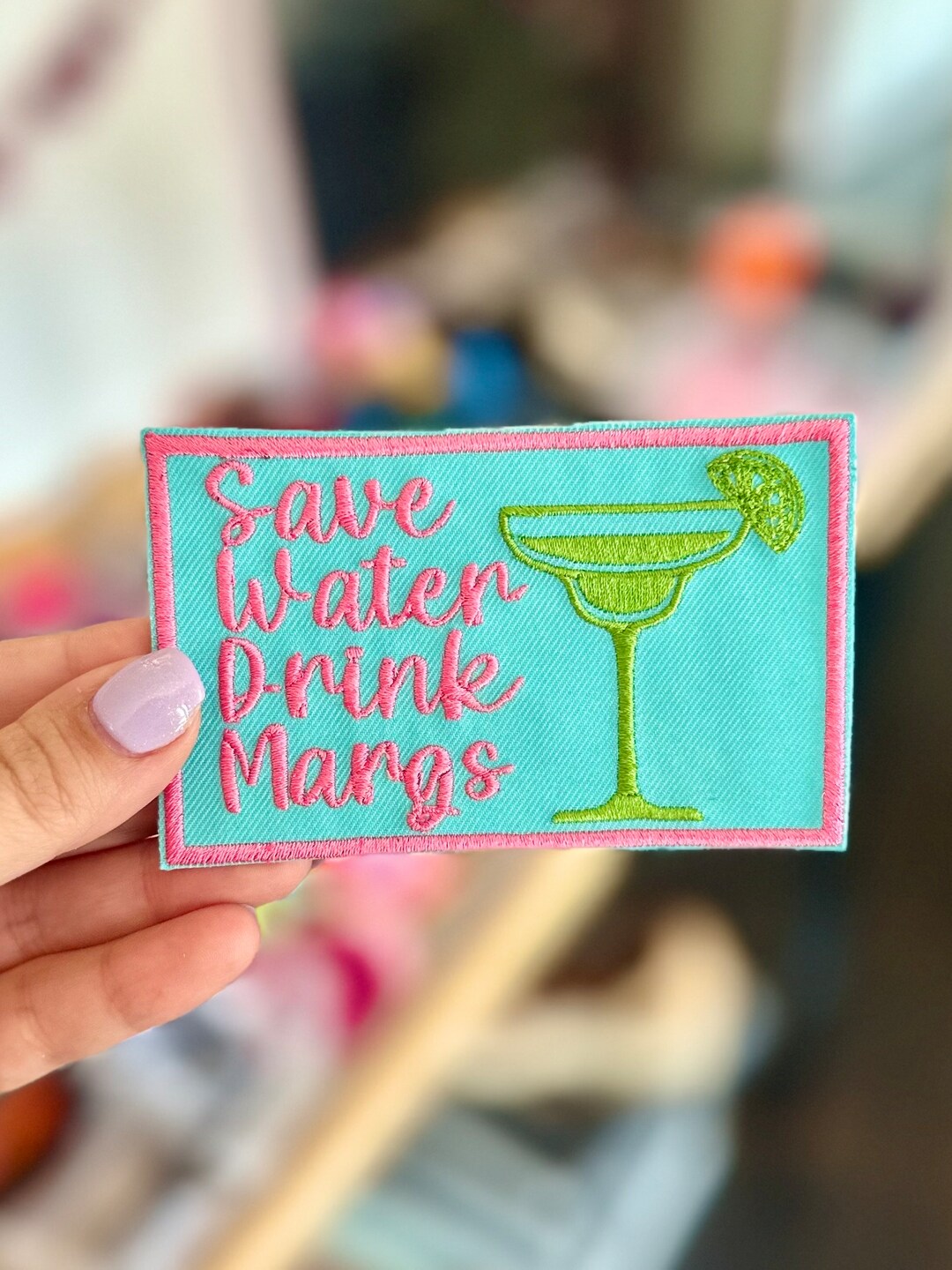 Save Water Drink Margs Jumbo Western Iron on Patch for Trucker Hat ...