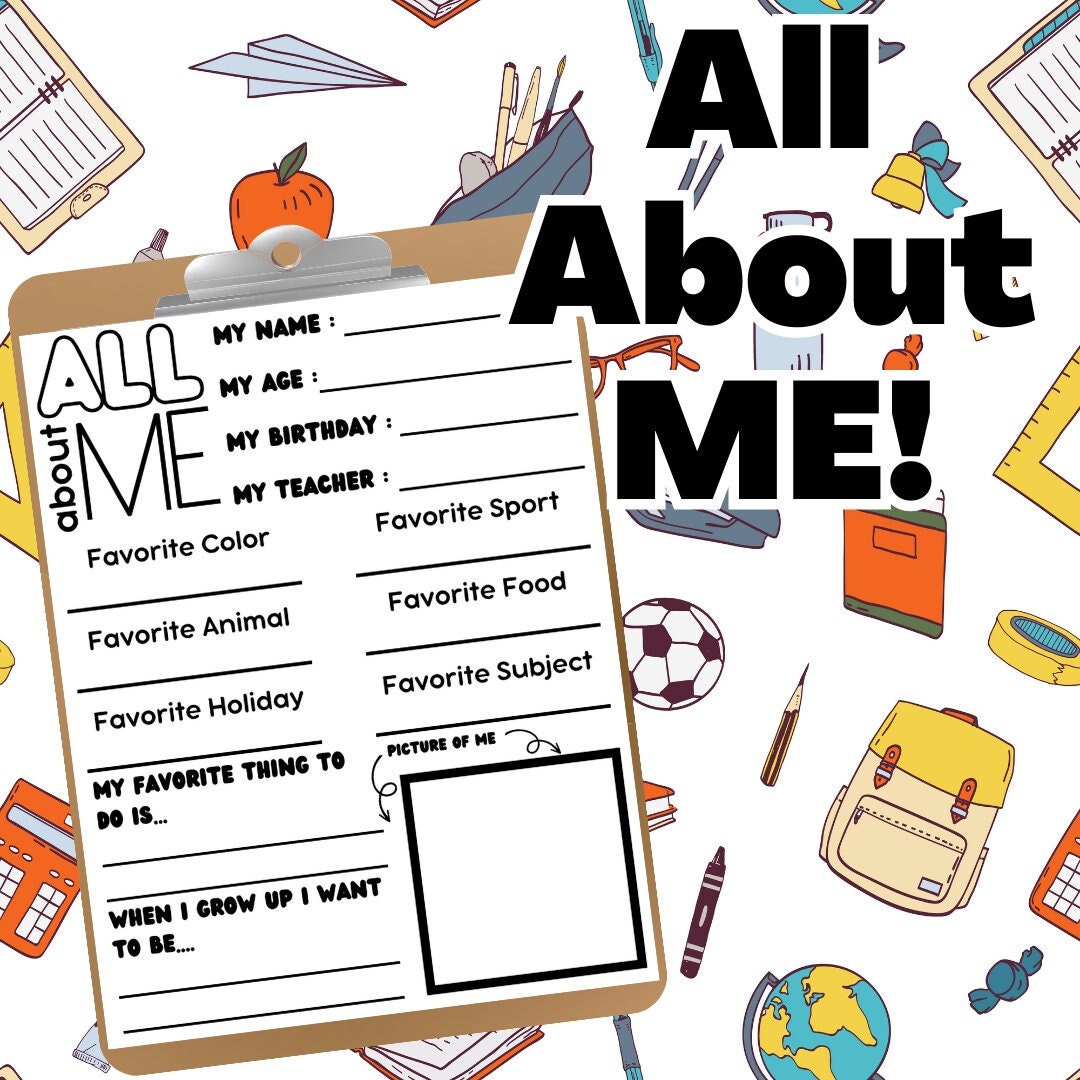 All About Me Worksheet INSTANT DOWNLOAD Get to Know Me Questionnaire - Etsy