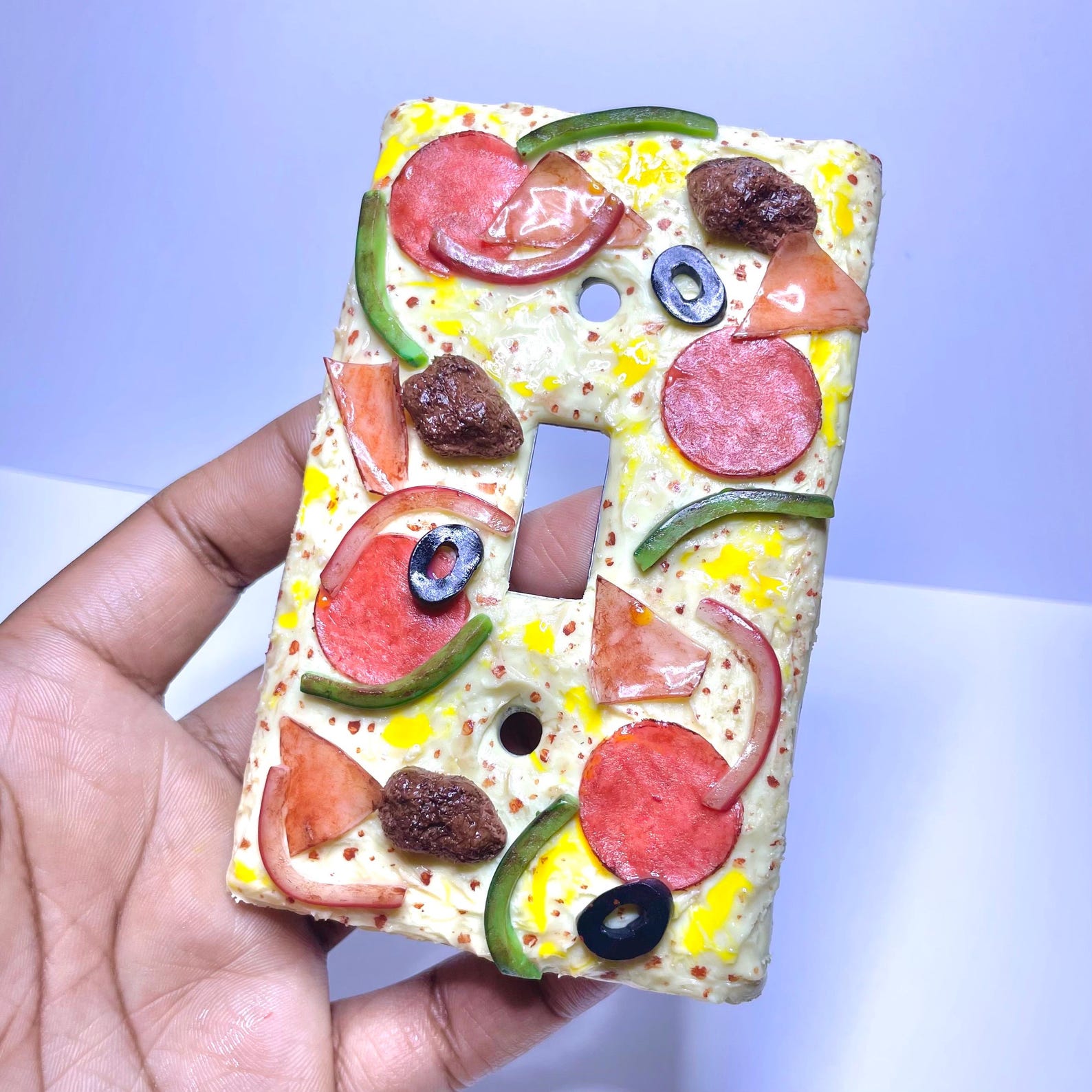 Handmade Polymer Clay Pizza Light Switch Plate Cover, Wall Decor Home ...