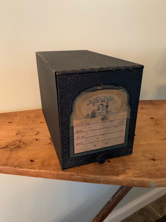 Vintage Drug Pak Rx Prescription Record File Box - Etsy